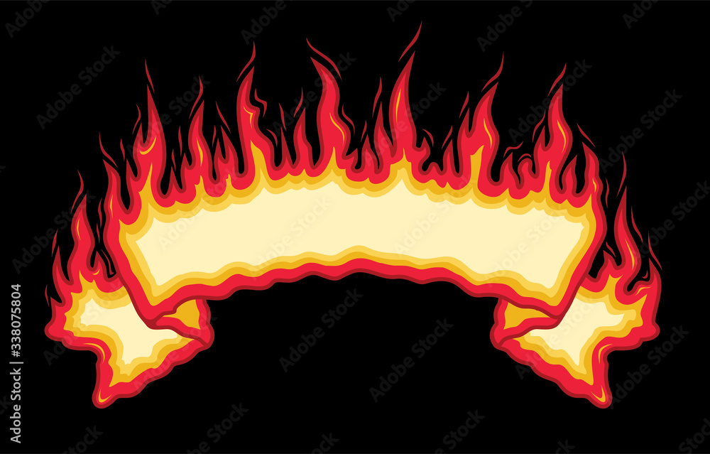 Fire Flames Banner is an illustration of an top arched flaming fire ...