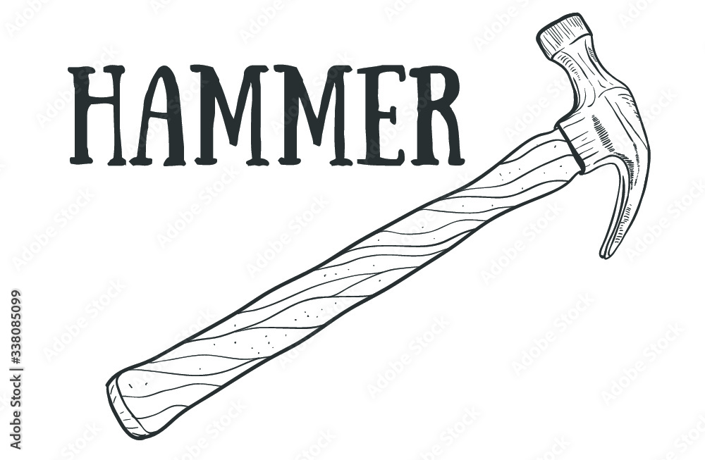 Hand drawn hammer vector sketch. Doodle drawing. Vector sketch house ...