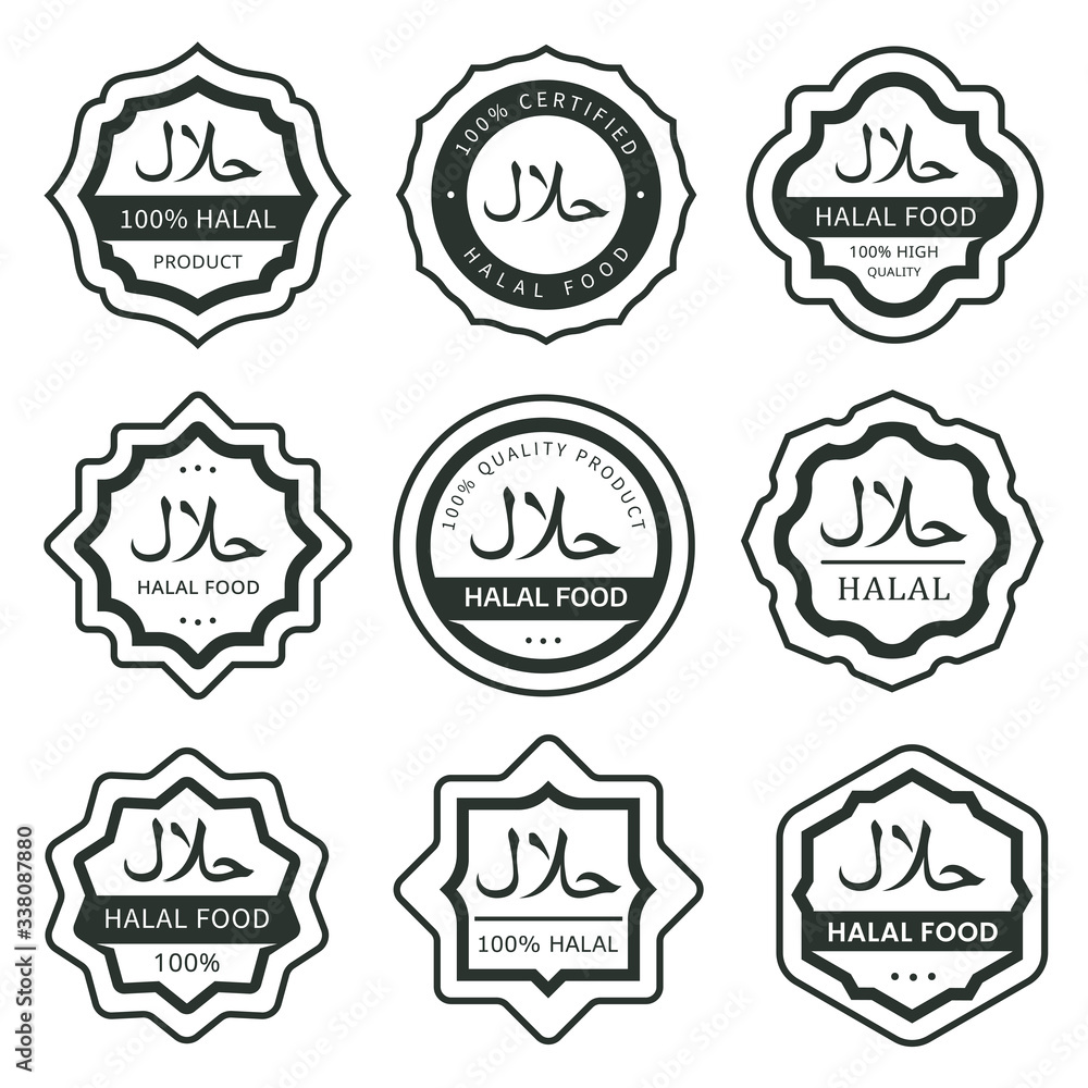 set of vector halal food badges and labels Stock Vector | Adobe Stock