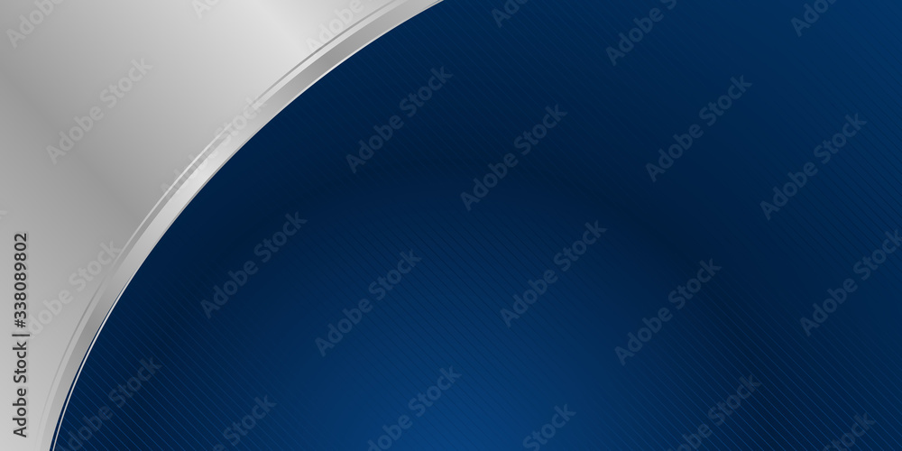 Navy blue silver curve shape background for presentation background ...