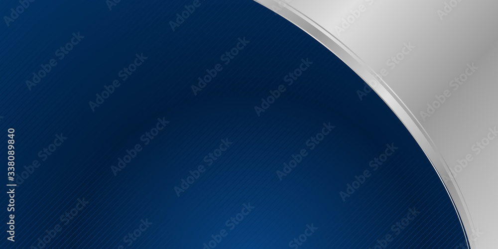 Navy blue silver curve shape background for presentation background ...