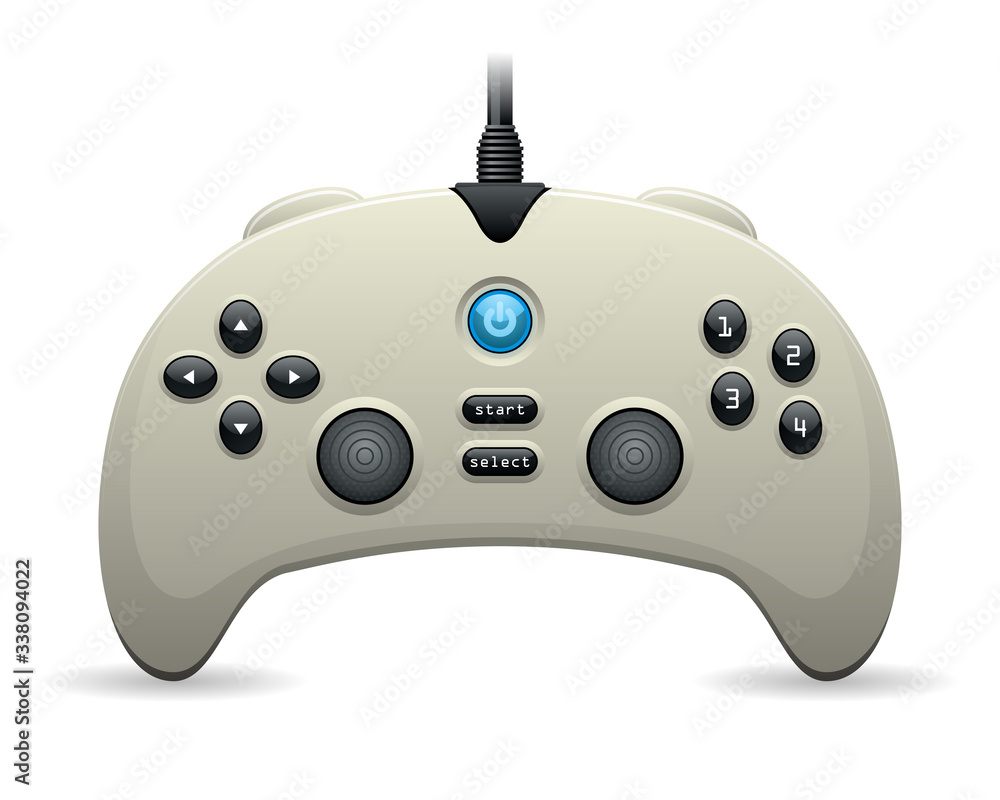 Vector mock-up of a modern white gaming controller with buttons and ...