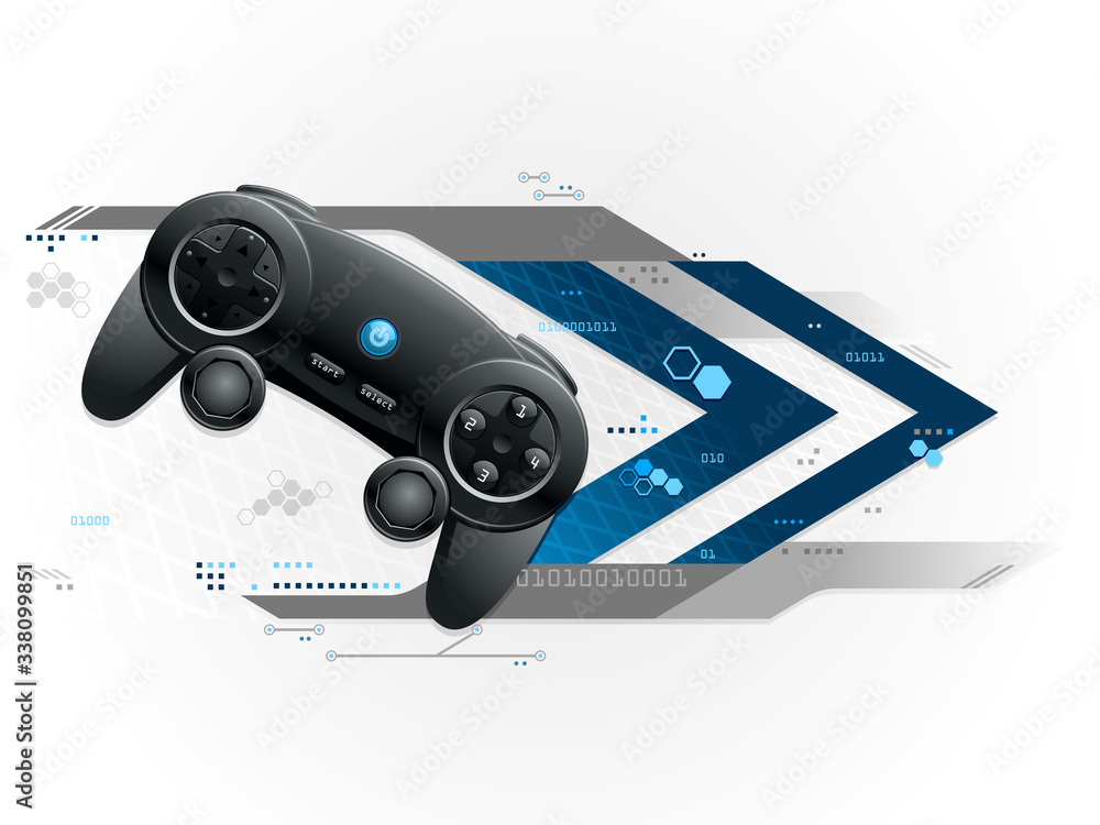 Vector design of a black modern gaming controller with dual joysticks ...