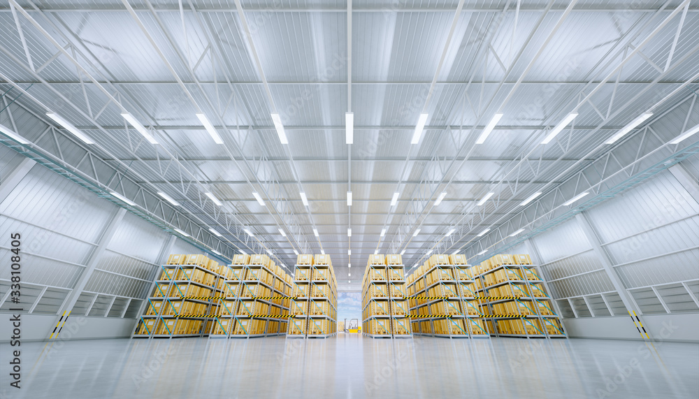 Warehouse or industry building interior. known as distribution center ...