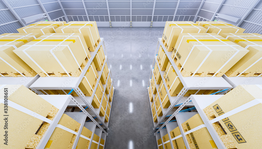 Warehouse or industry building interior. known as distribution center ...