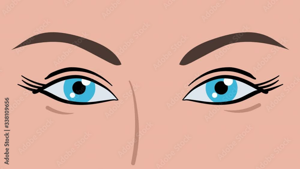 Animated blinking female eyes in cartoon style. 4k footage. Seamless ...