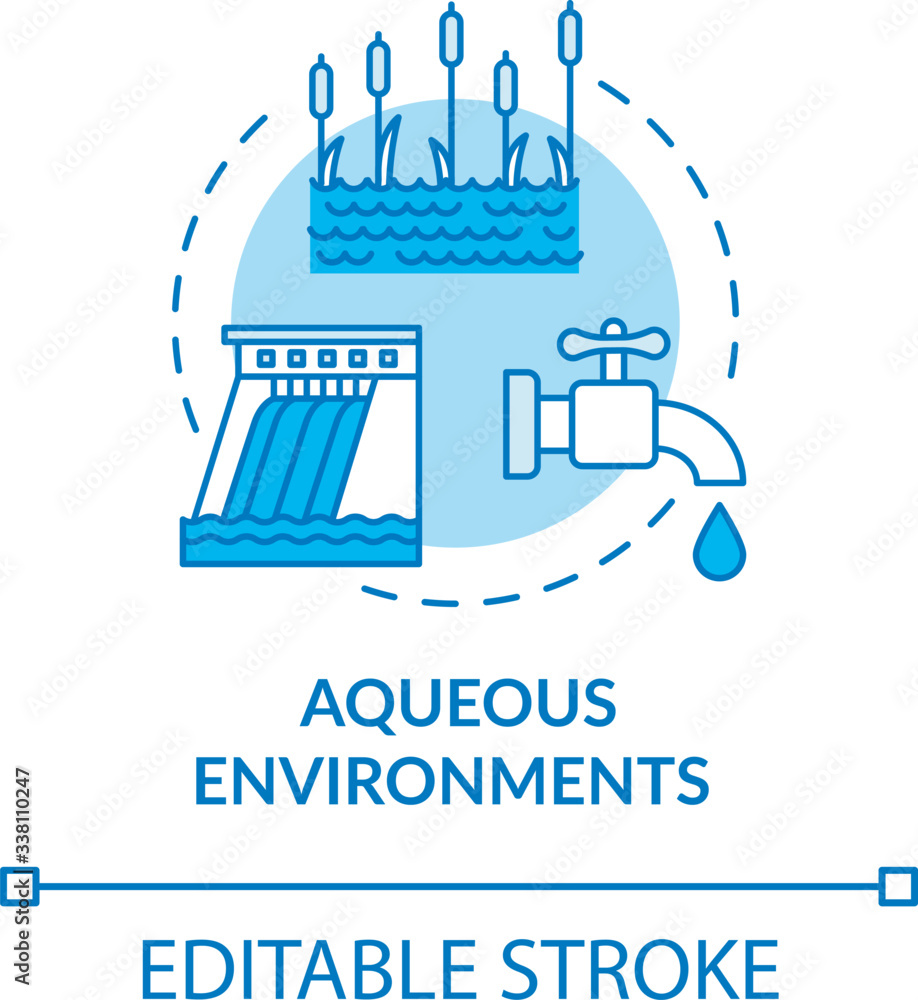 Aqueous environments turquoise concept icon. Microorganism transmission ...
