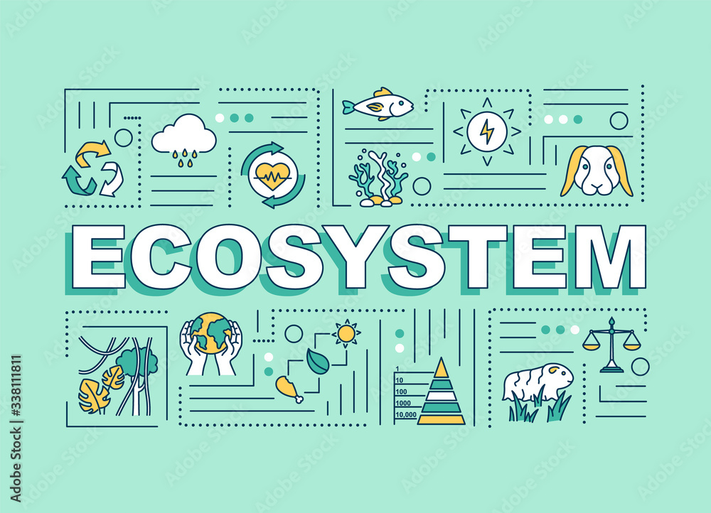 Ecosystem word concepts banner. Biodiversity, living organisms ...