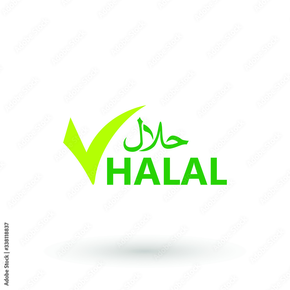 Halal logo icon vector. Halal food emblem .Sign design. Certificate tag ...