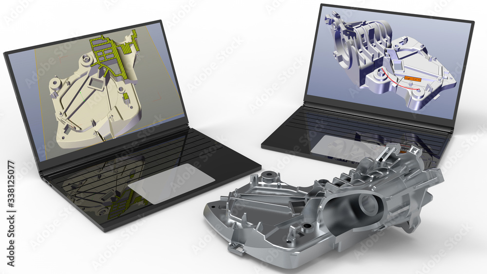 3D rendering - design complex engineering parts Stock Illustration ...