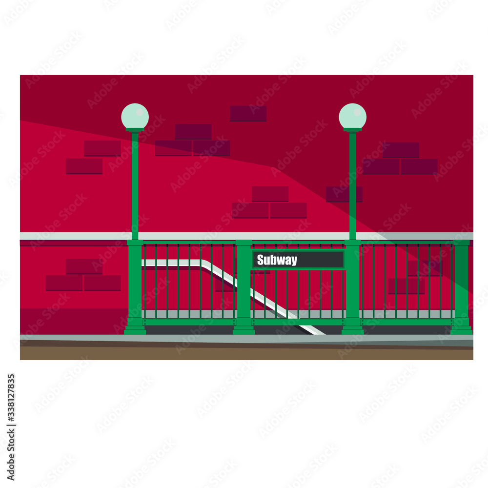 Entrance to subway, metro entrance. Vector Illustration. Stock Vector ...