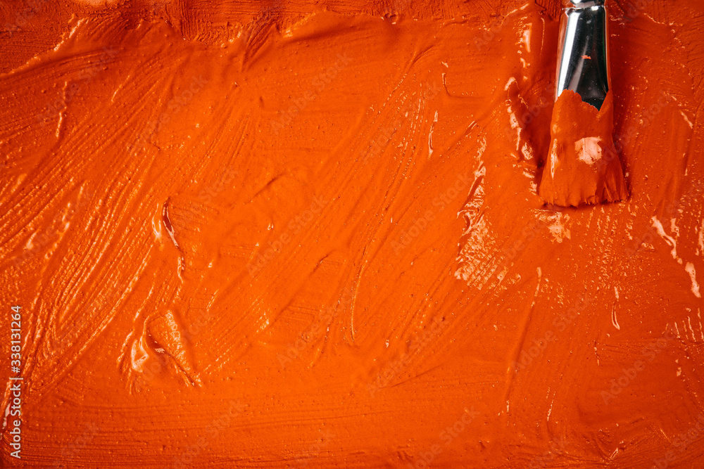 A beautiful Orange paint texture on wall, background - Image. Color paint strokes. Stock Photo ...