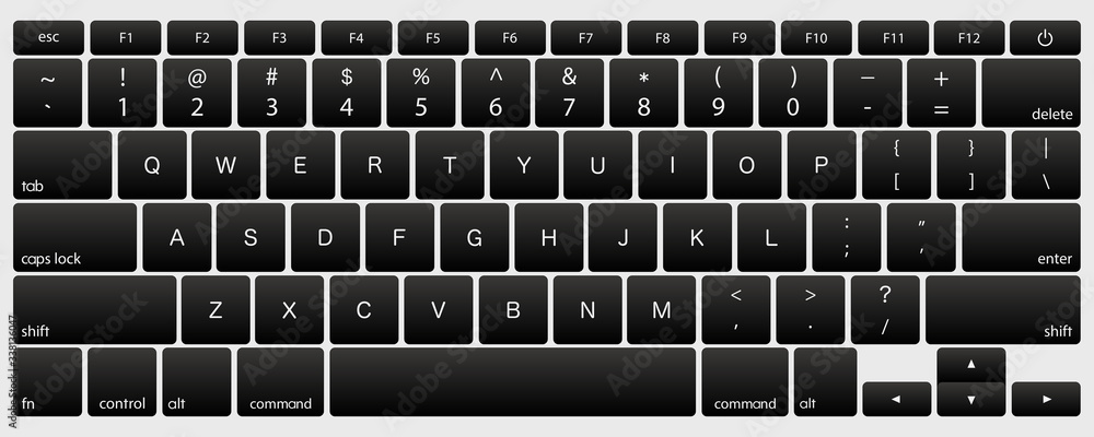 laptop computer keyboard dark black button vector Stock Vector | Adobe ...