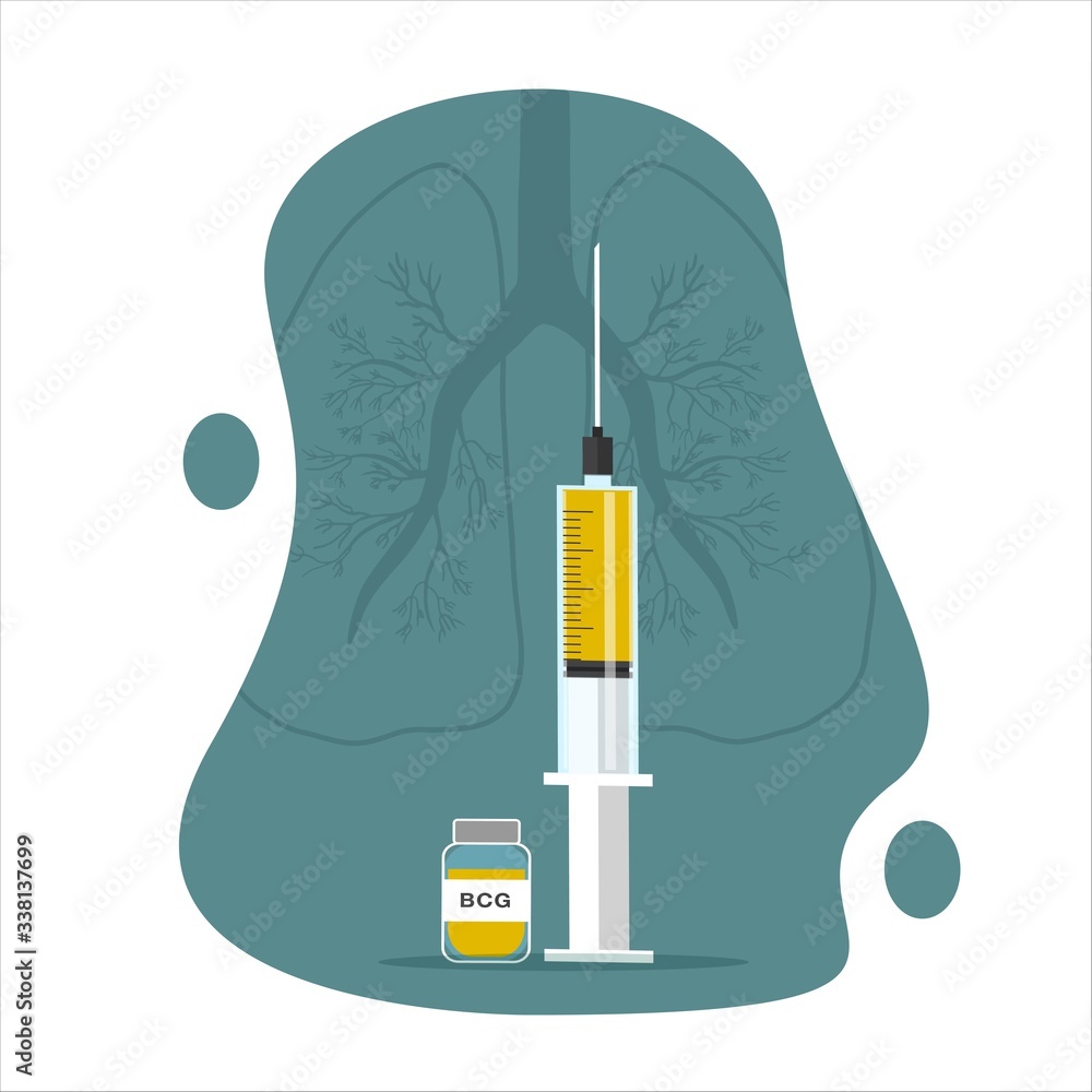 Vector illustration with BCG vaccine, syringe, and lungs. Stock Vector | Adobe Stock
