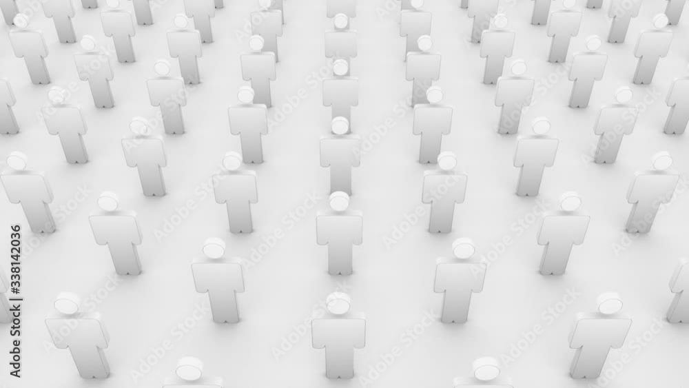 People icons. The camera is watching from above over an abstract crowd ...