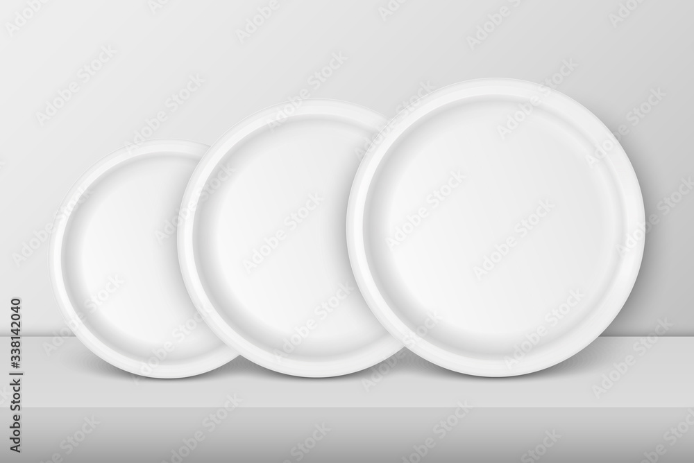 Vector 3d Realistic White Porcelain, Plastic or Paper Disposable Food ...
