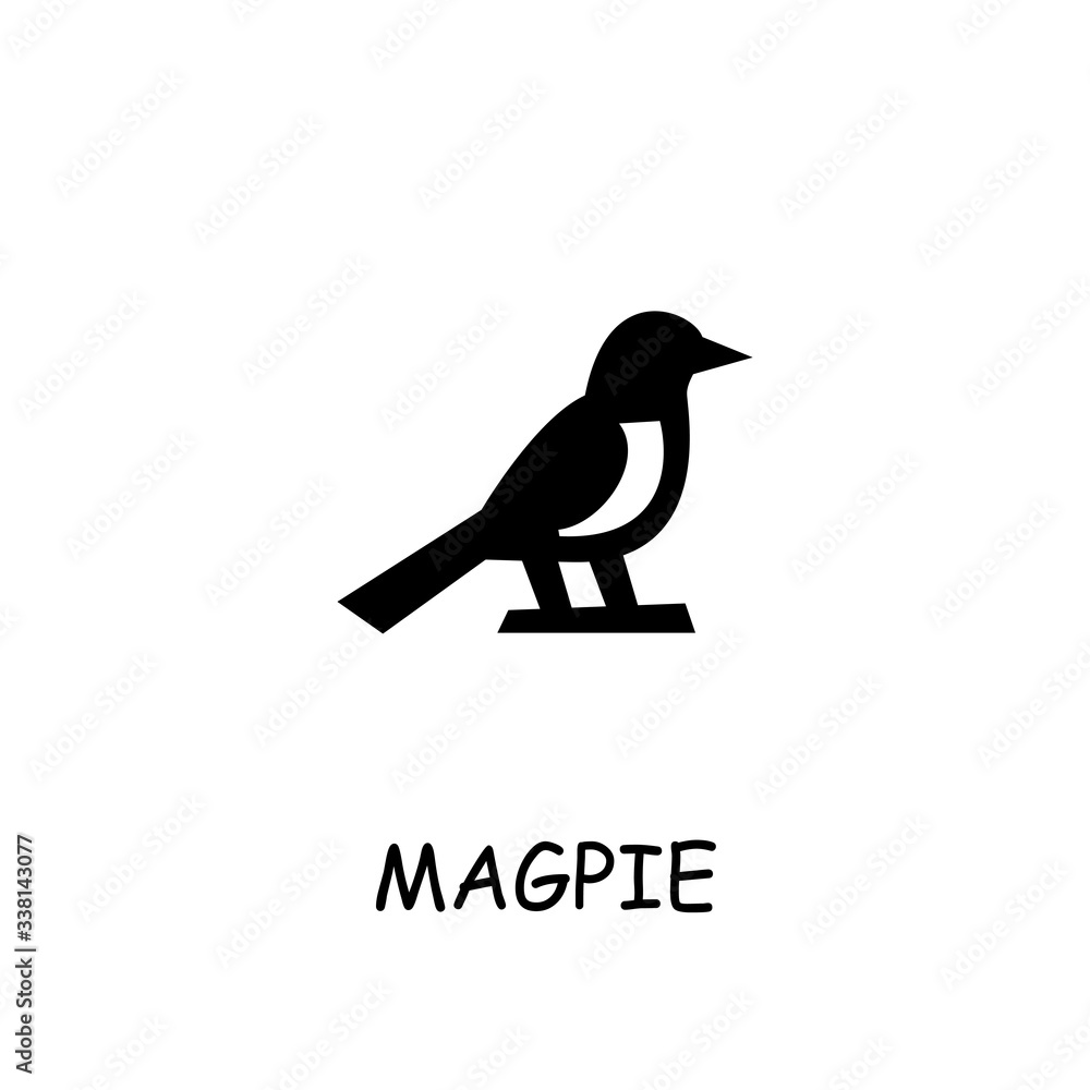 Magpie flat vector icon Stock Vector | Adobe Stock