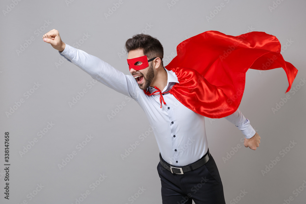 Powerful young business man in shirt superhero suit have supernatural ...