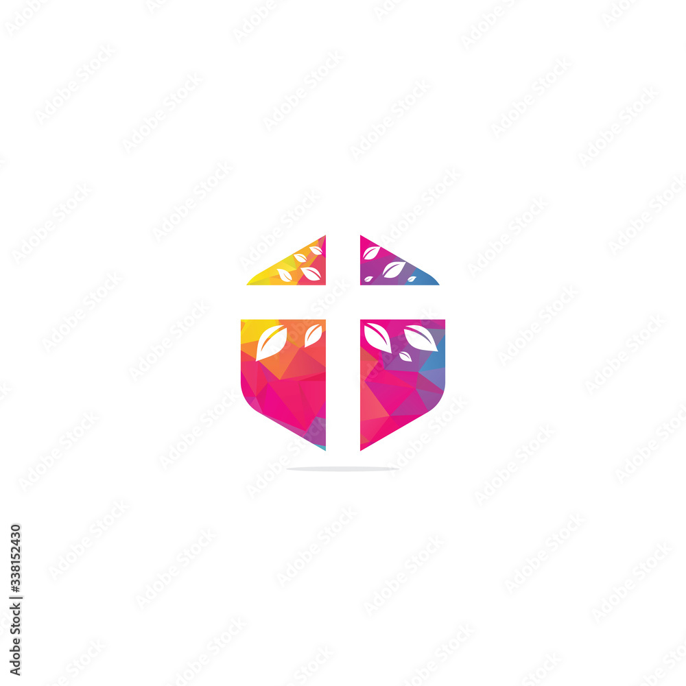 Cross Church Logo Design. Abstract Tree religious cross symbol icon ...