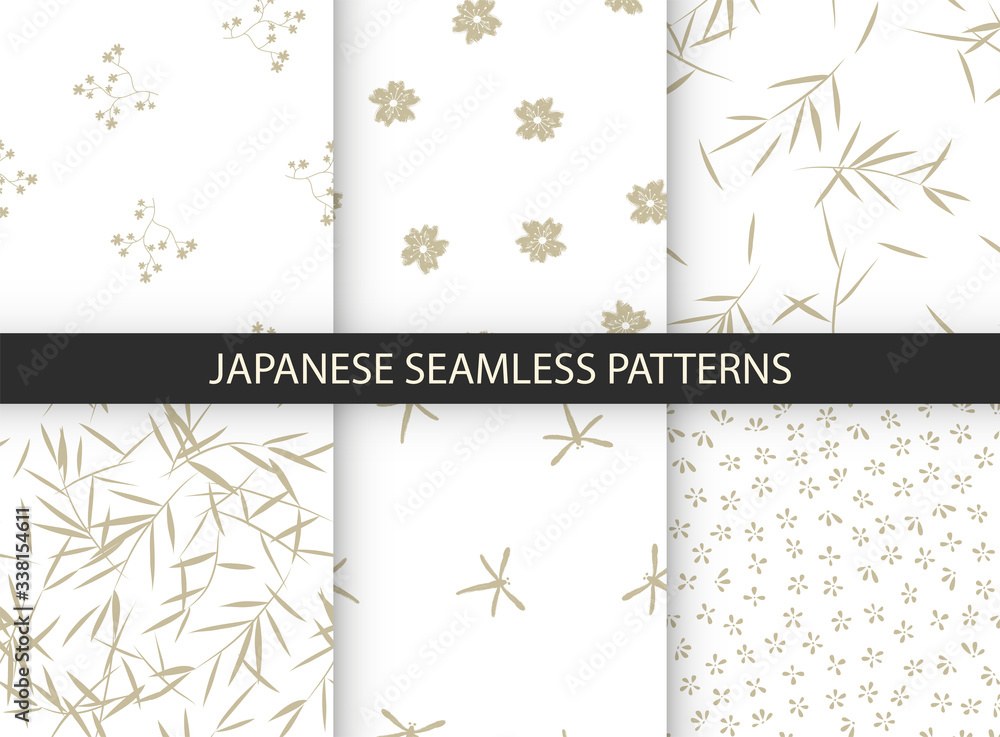 Set of 6 patterns in japanese style. Vector collection of asian ...