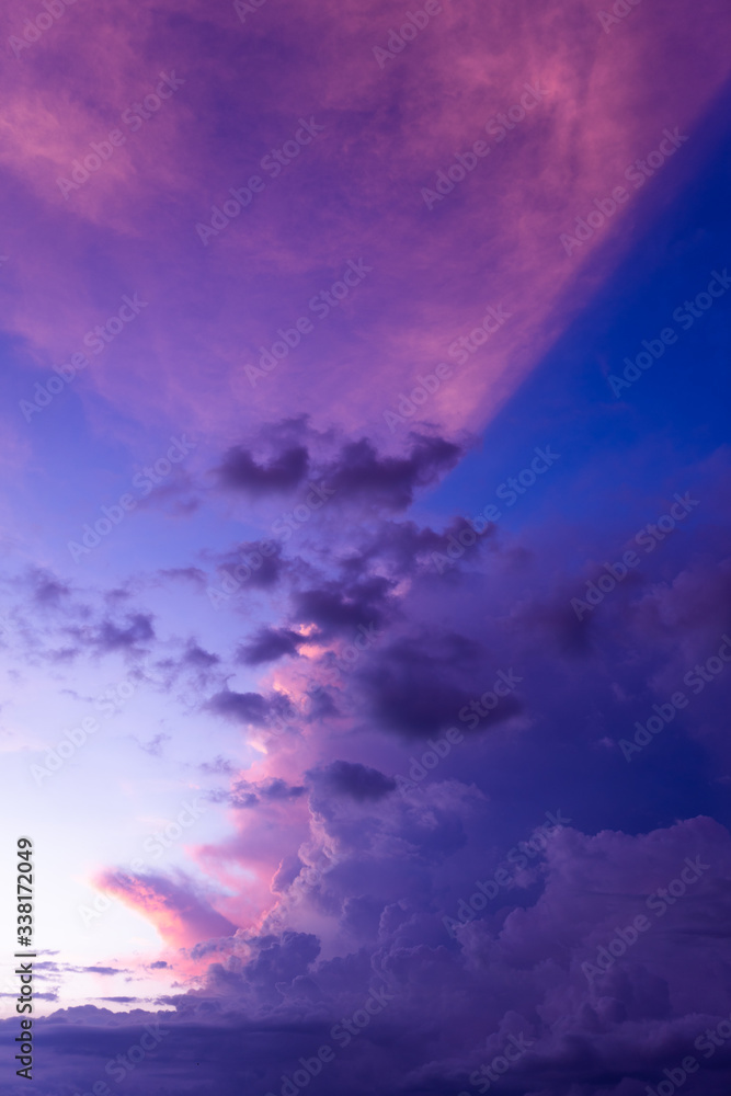 Beautiful blue sunset on the ocean with big waves and cliffs and cliffs ...
