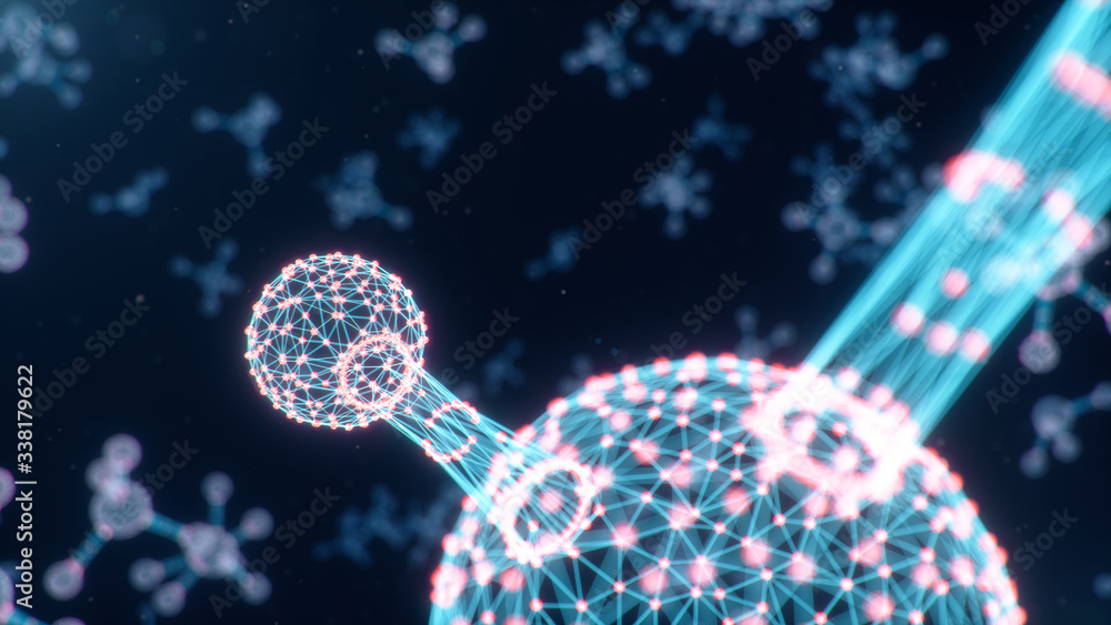 Digital Molecules Atoms Bacground Grid Structure Connection Lines And Dots Molecule
