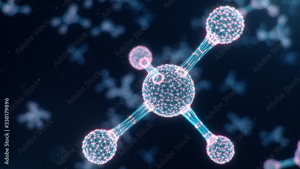 Digital Molecules Atoms Bacground Grid Structure Connection Lines And Dots Molecule