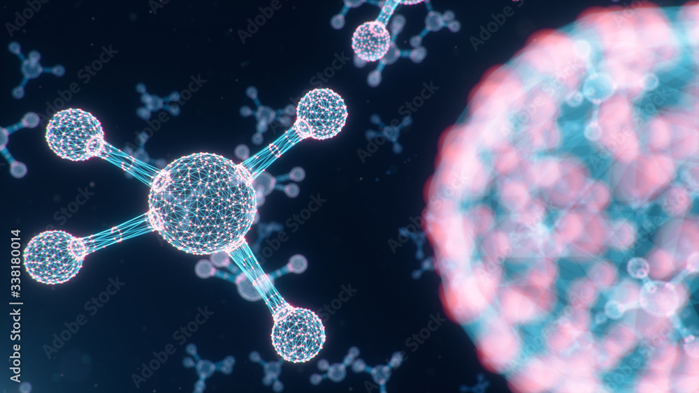 Digital Molecules Atoms Bacground Grid Structure Connection Lines And Dots Molecule