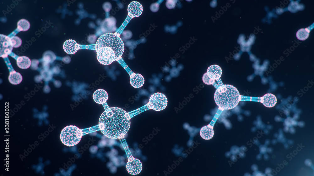 Digital Molecules Atoms Bacground Grid Structure Connection Lines And Dots Molecule