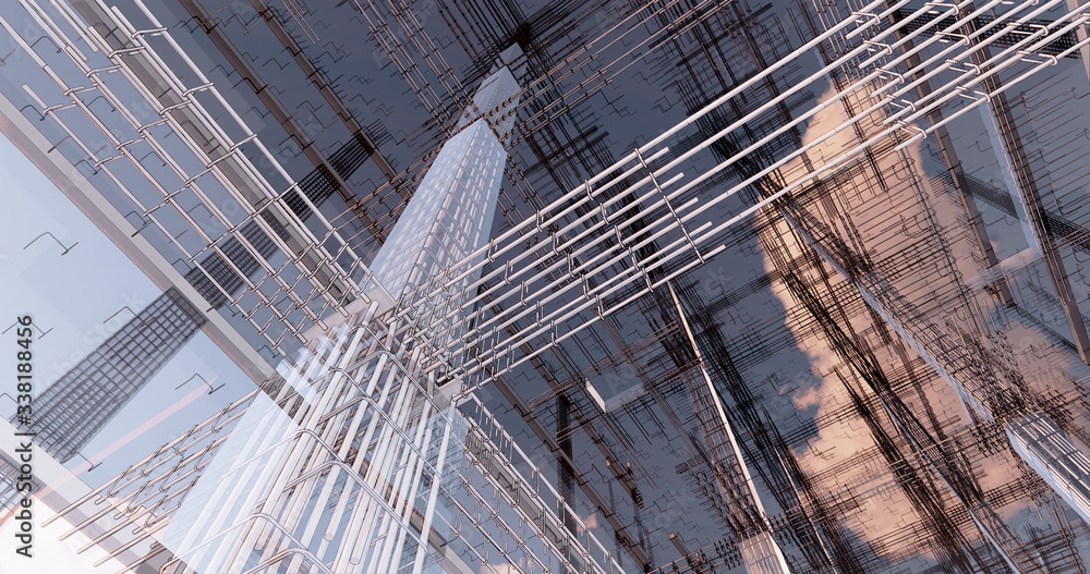 Poster 3D BIM model of reinforcement framework of the building – Wall ...