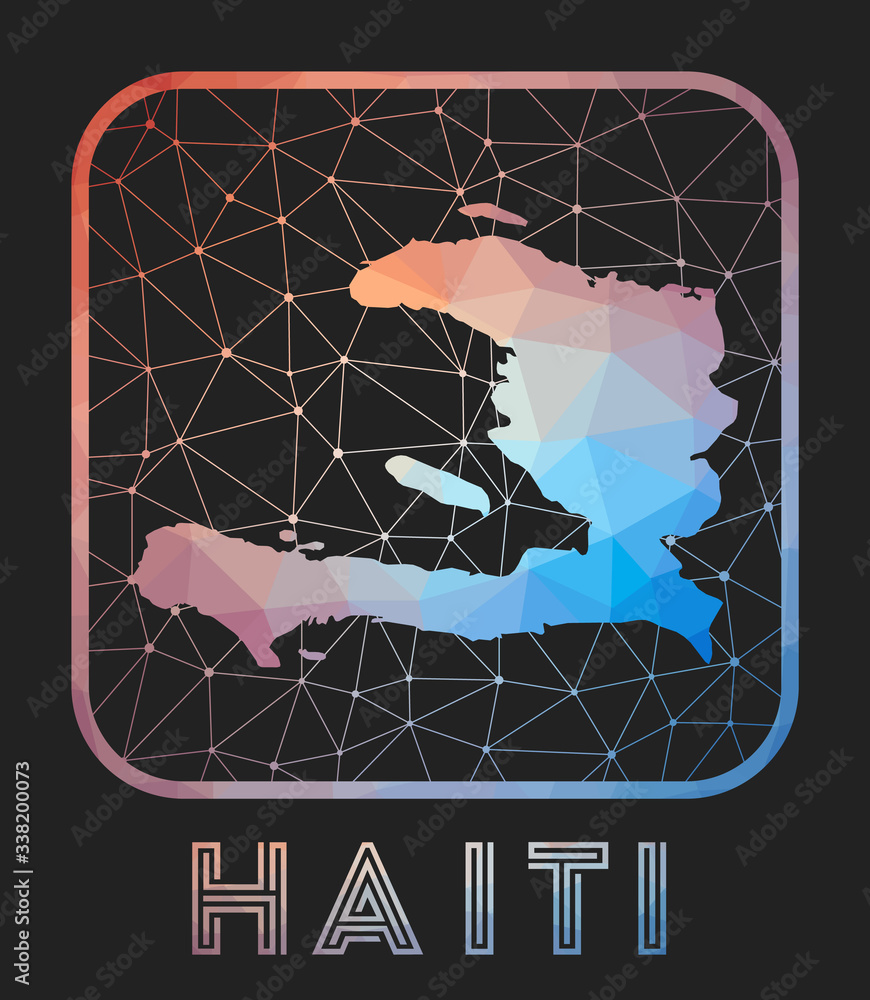 Haiti map design. Vector low poly map of the country. Haiti icon in ...