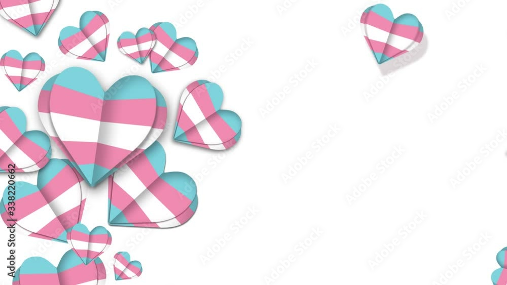 Transgender flag in shape of hearts. Flying heart on white background ...