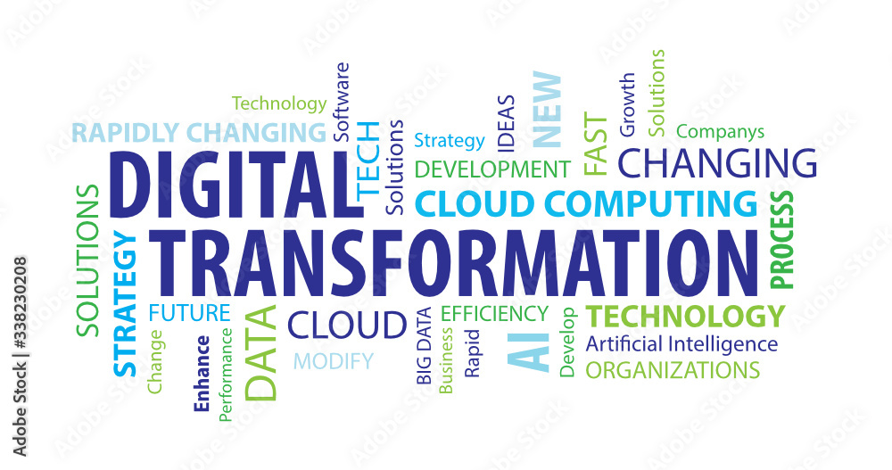 Digital Transformation Word Cloud on a White Background Stock Vector ...