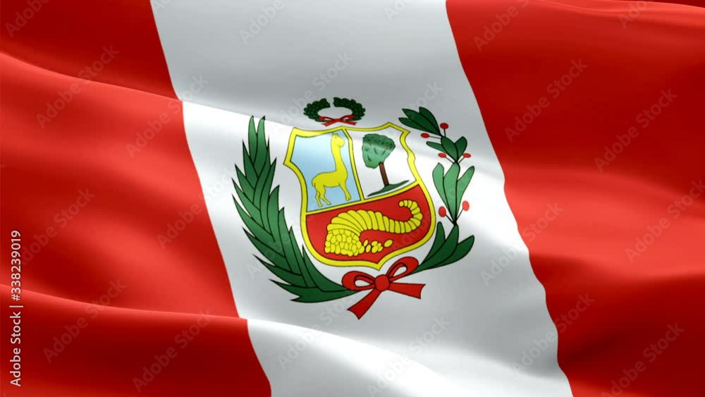 Peru waving flag. National 3d Peruvian flag waving. Sign of Peru ...