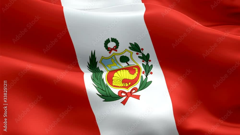 Peruvian flag Closeup 1080p Full HD 1920X1080 footage video waving in ...
