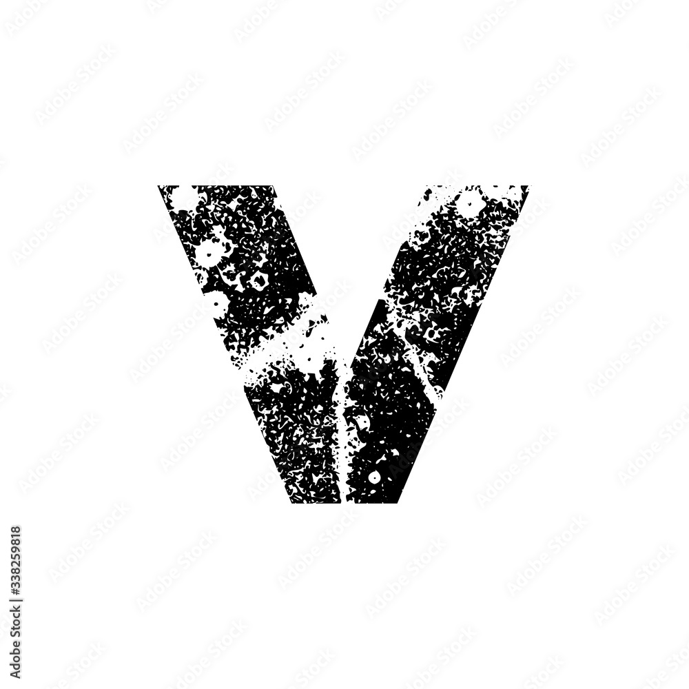 Painted letter V. Grunge alphabet font. Abstract handmade sans serif ...