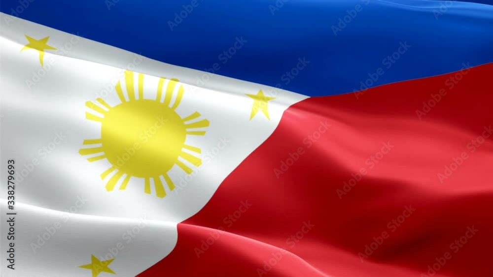 Philippines flag Motion Loop video waving in wind. Realistic Filipino ...
