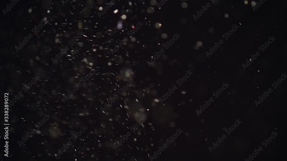 4k Natural Dust Organic Floating particles on black background. Dust in ...
