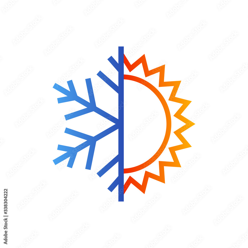 Vetor de Logotipo climatización. Icono plano lineal con estrella de ...