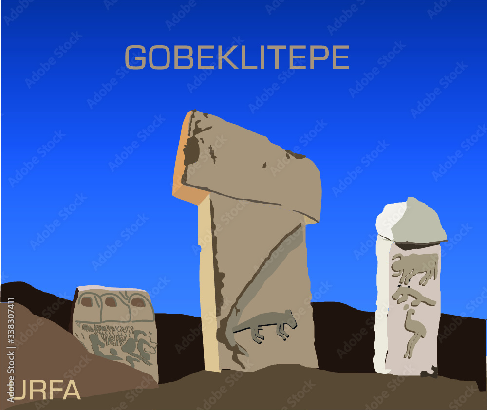 Vector illustration and silhouette drawing Gobeklitepe, Urfa, Turkey ...