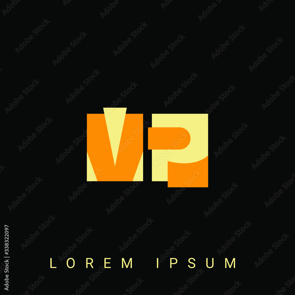 Modern creative shaped VP, PV, V, P logo. Initial Logo Designs Templete with Black Background ...