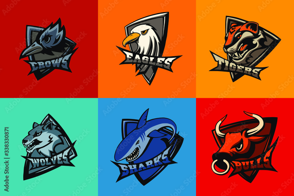 Hand drawn sport team mascot logo design. T-shirt print illustration ...