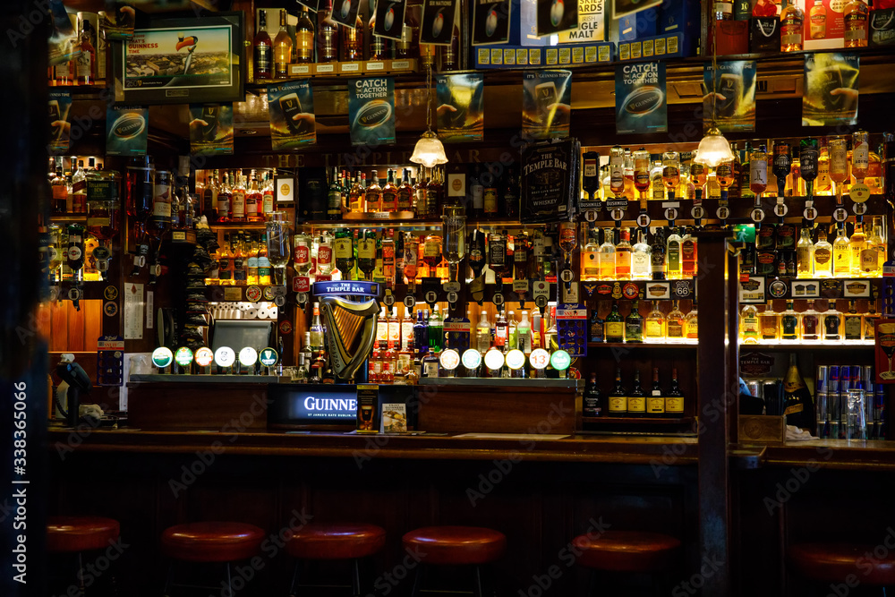 DUBLIN, IRELAND - JULY 1, 2019: Temple Bar is a famous landmark in ...