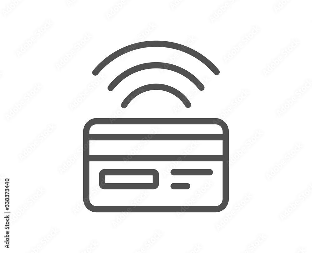 Contactless payment line icon. Credit card sign. Cashless purchases ...