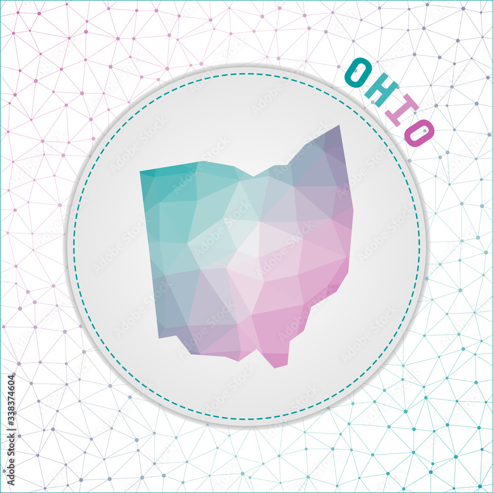 Vector polygonal Ohio map. Map of the us state with network mesh ...