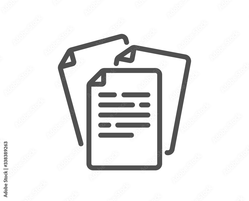 Documents line icon. Doc file page sign. Office note symbol. Quality ...