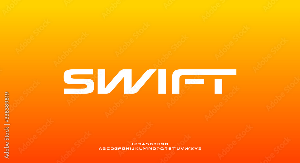 Swift, a bold modern sporty typography alphabet font. vector ...