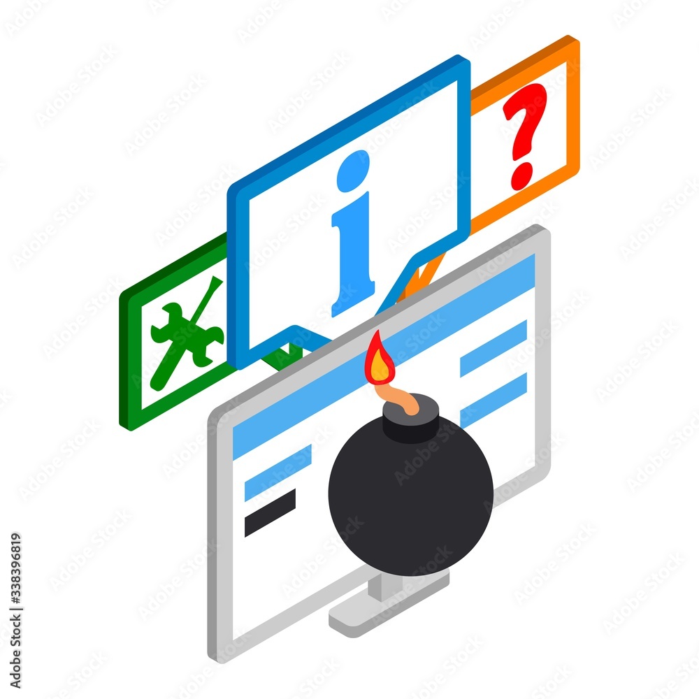 Cyber attack icon. Isometric illustration of cyber attack vector icon ...