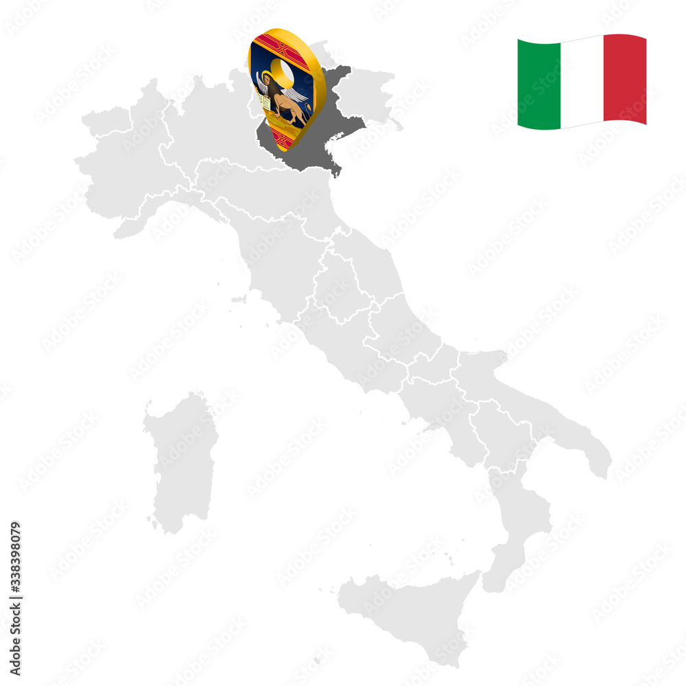 Location region Venice on map Italy. 3d Venice location sign. Quality ...
