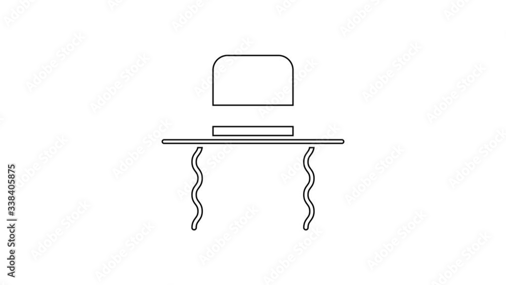 Black line Orthodox jewish hat with sidelocks icon isolated on white ...